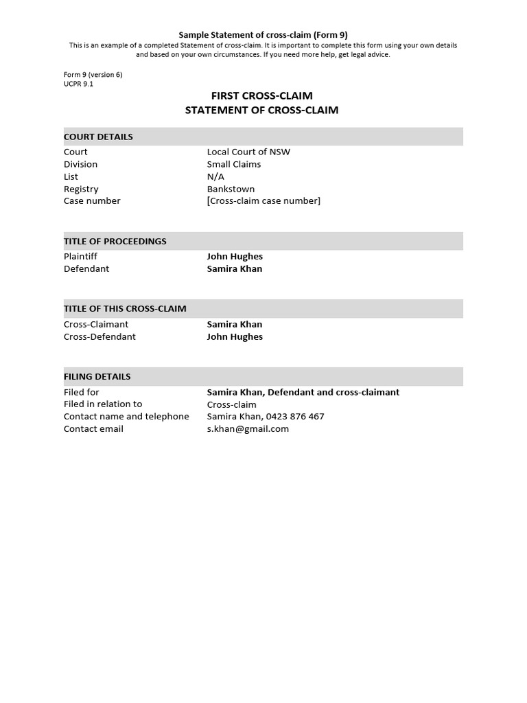 NSW Small Claims Cross-Claim Guide | PDF | Separation Of Powers ...
