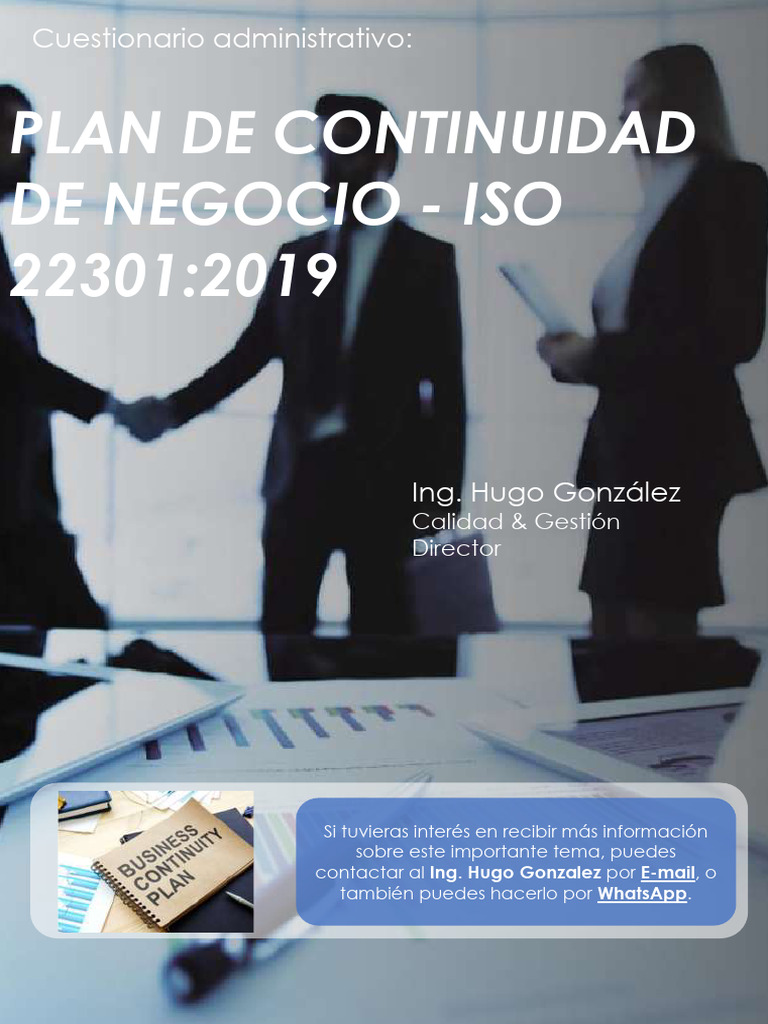 Cuestionario Plan de Continuidad de Negocio ISO 22301-2019 | PDF | Business | Software