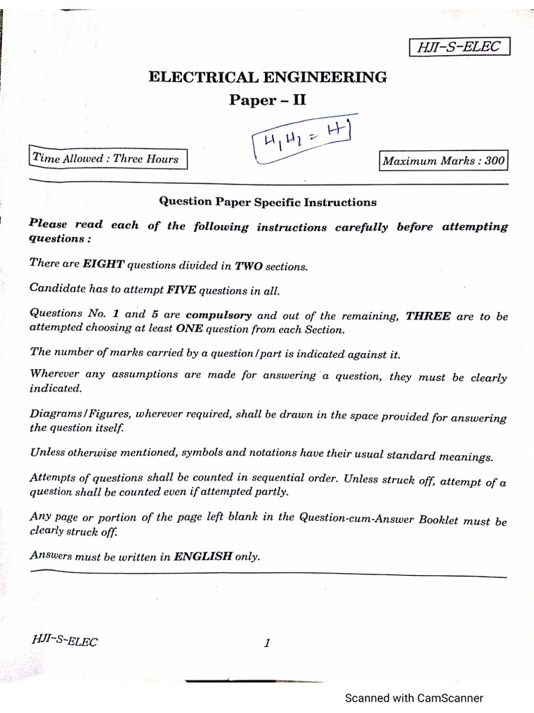 ESE 2020 Question Papers Electrical Engineering Paper II | PDF