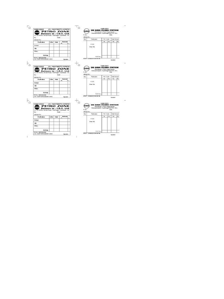Petrol Bill Template | PDF