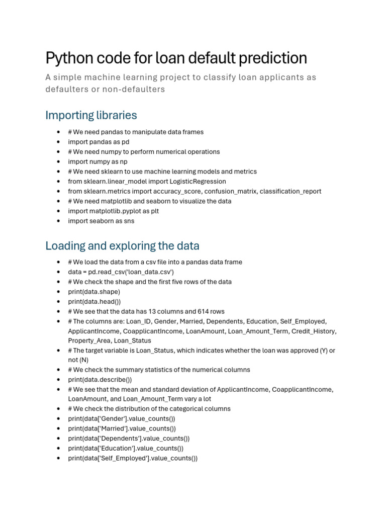 Python Code For Loan Default Prediction | PDF | Applied Mathematics ...