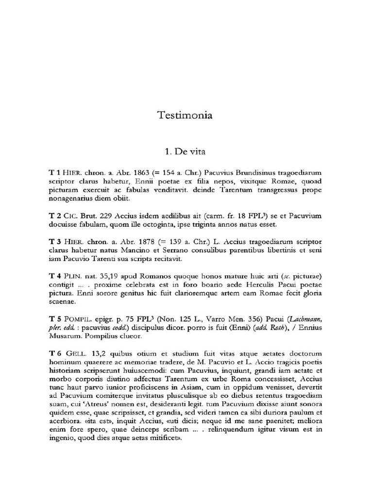 Testimonia Pacuvius | PDF