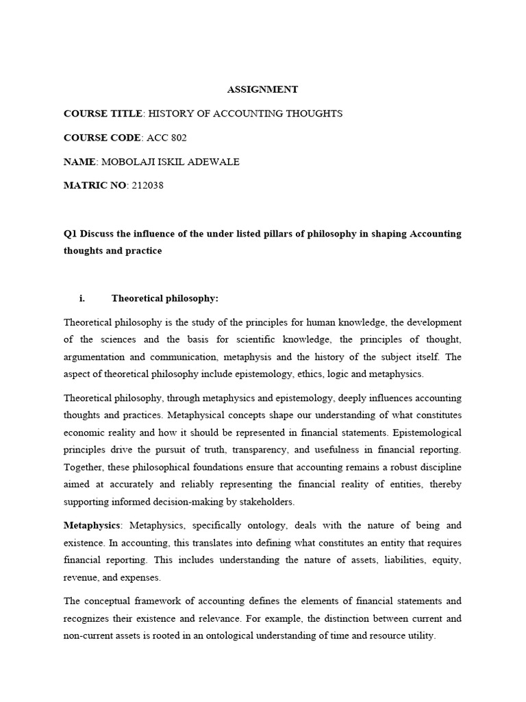 History of Accounting Assignment | PDF | Accounting | Financial Statement