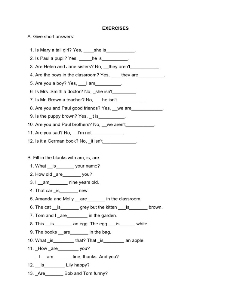 English Grammar Exercises for Beginners | PDF | Self-Improvement