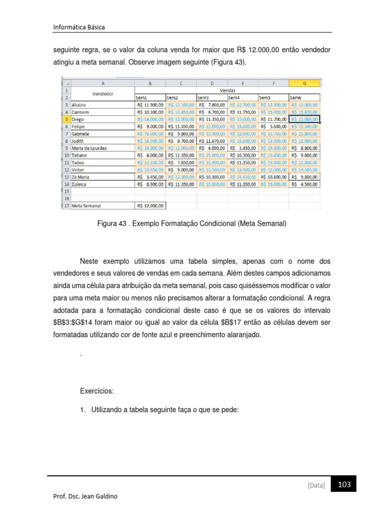 Exercicio - Excel - Sabado Letivo | PDF | Microsoft Excel