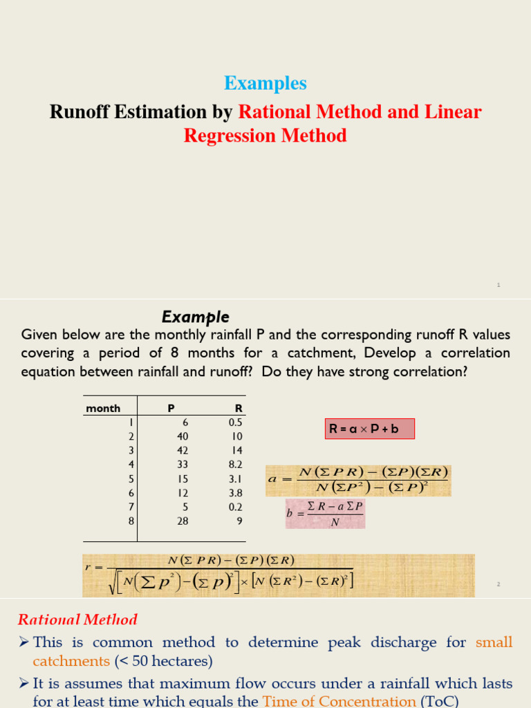 Runoff Estimation By Rational Method And Linear Regression Method Pdf
