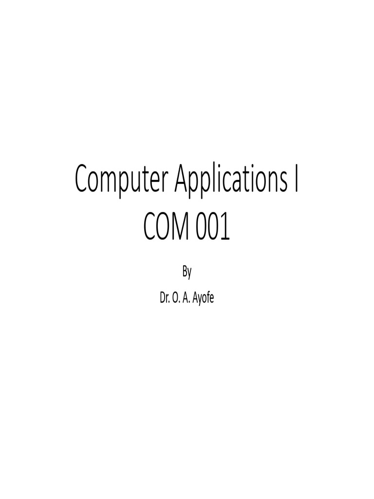 Introduction to Computer Applications | PDF | Personal Computers ...