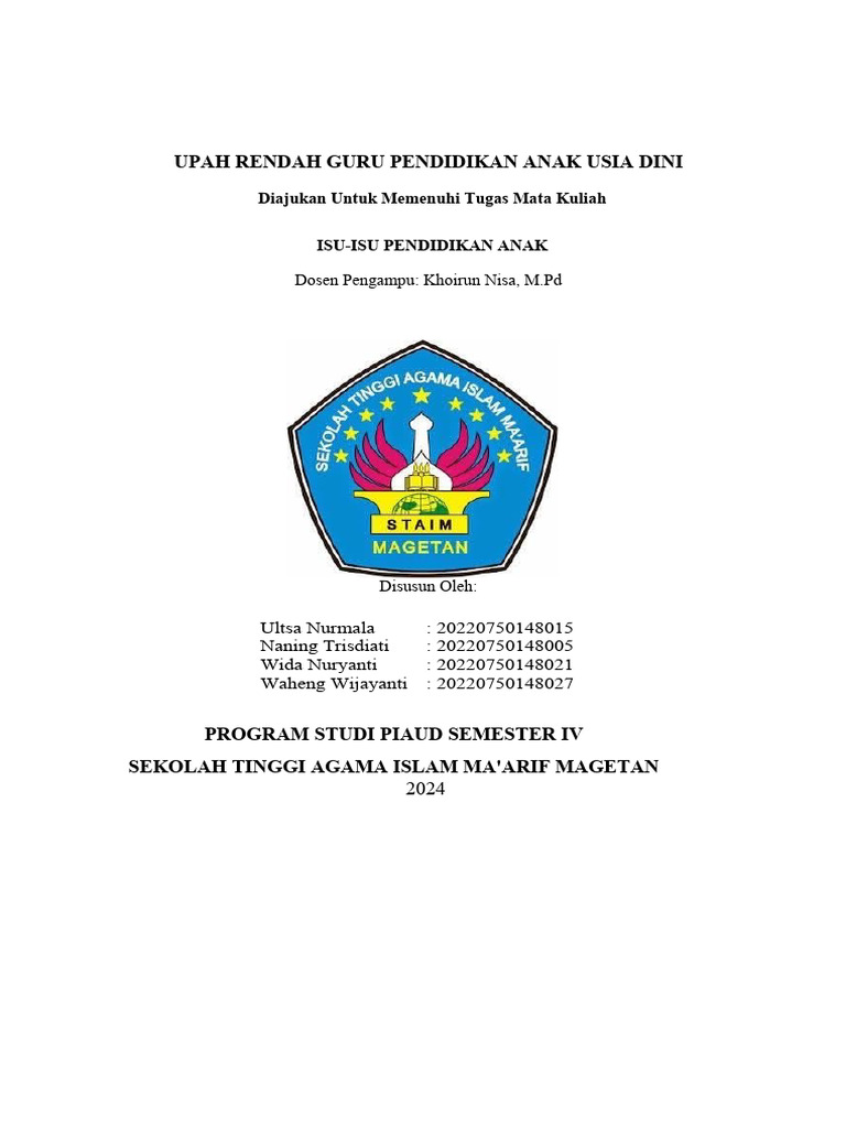Kel 1 Upah Rendah Guru Paud-1 | PDF | Karier & Perkembangan | Kesehatan ...
