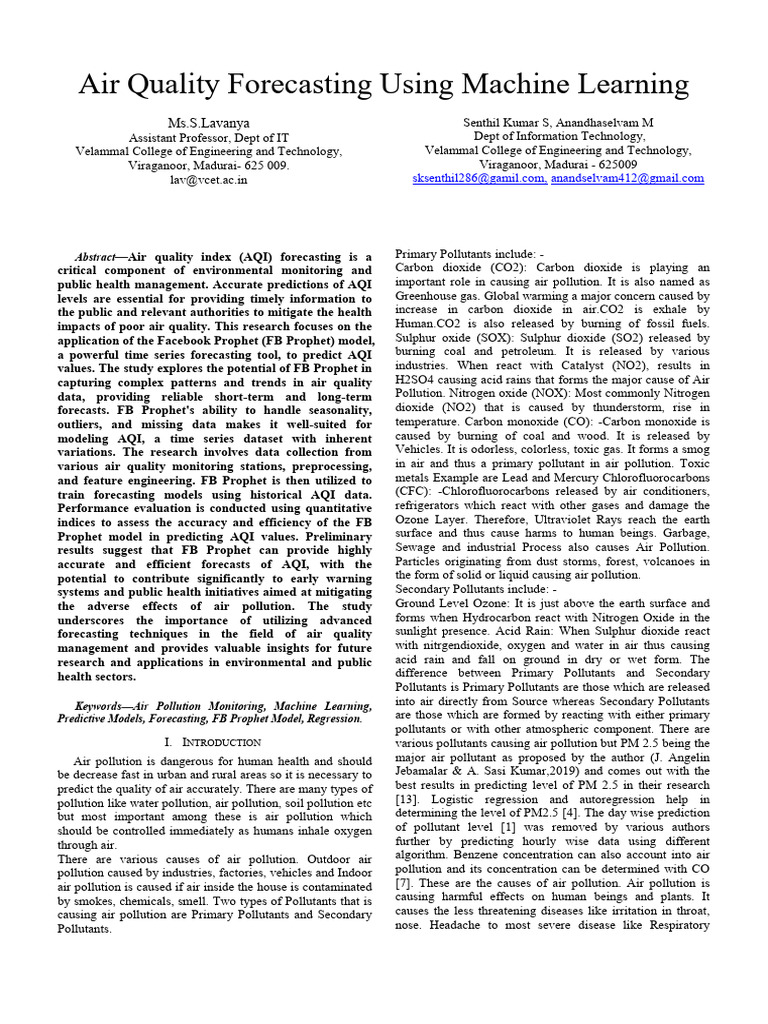 AQI Forecasting Paper | Download Free PDF | Air Pollution | Atmosphere ...