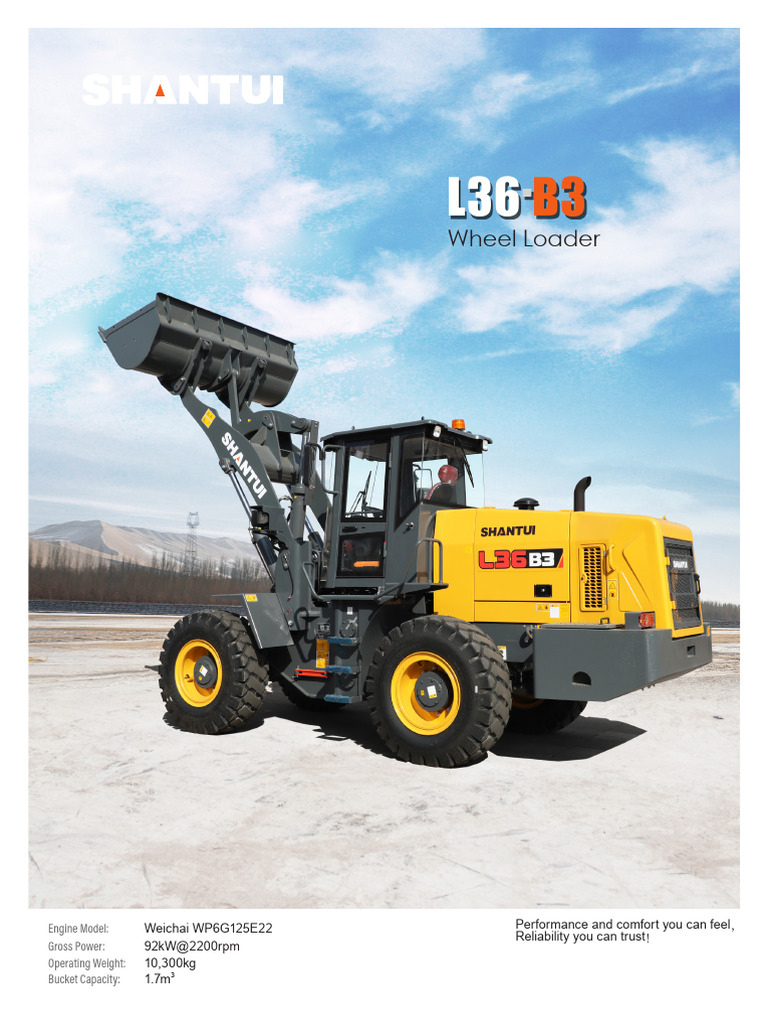 Brosur Shantui L36 B3 Wheel Loader | PDF | Brake | Steering