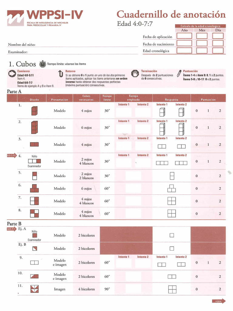 Plantilla wppsi-IV | PDF