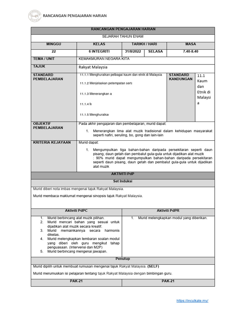 Sej D6 Unit 4 (Inculkate - My) | PDF