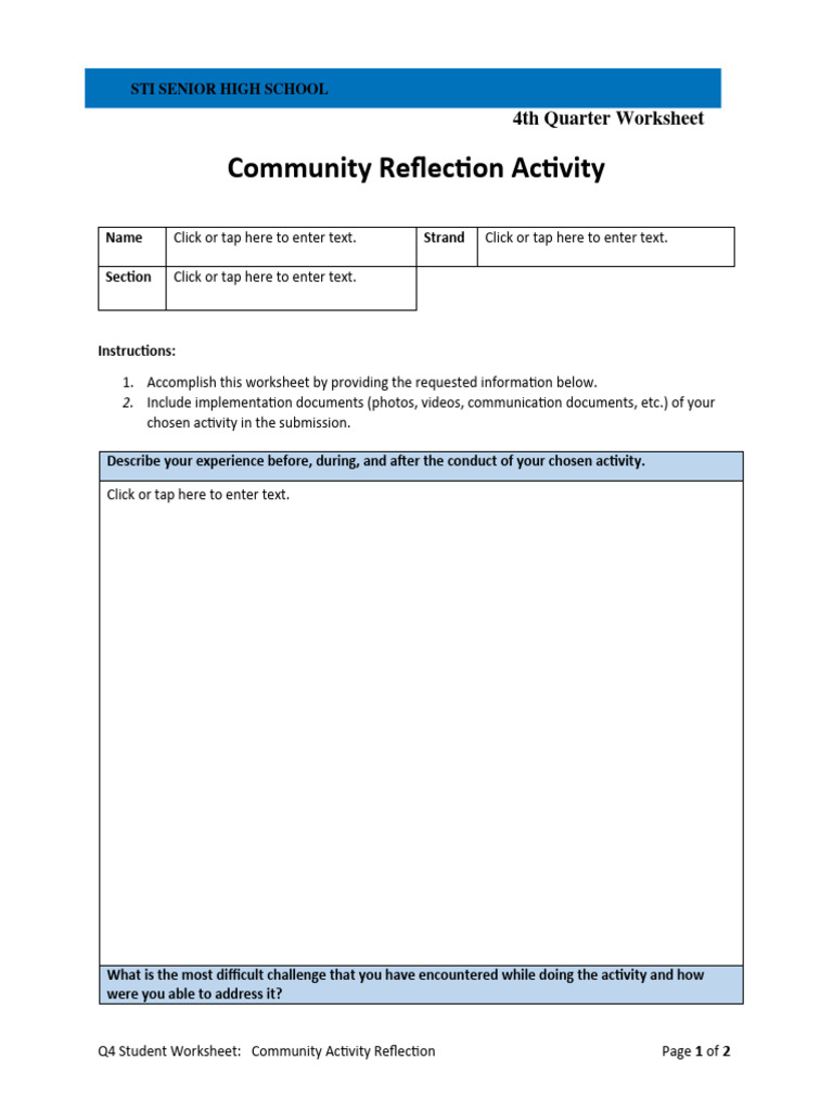 G124Q - Community Activity Reflection | PDF