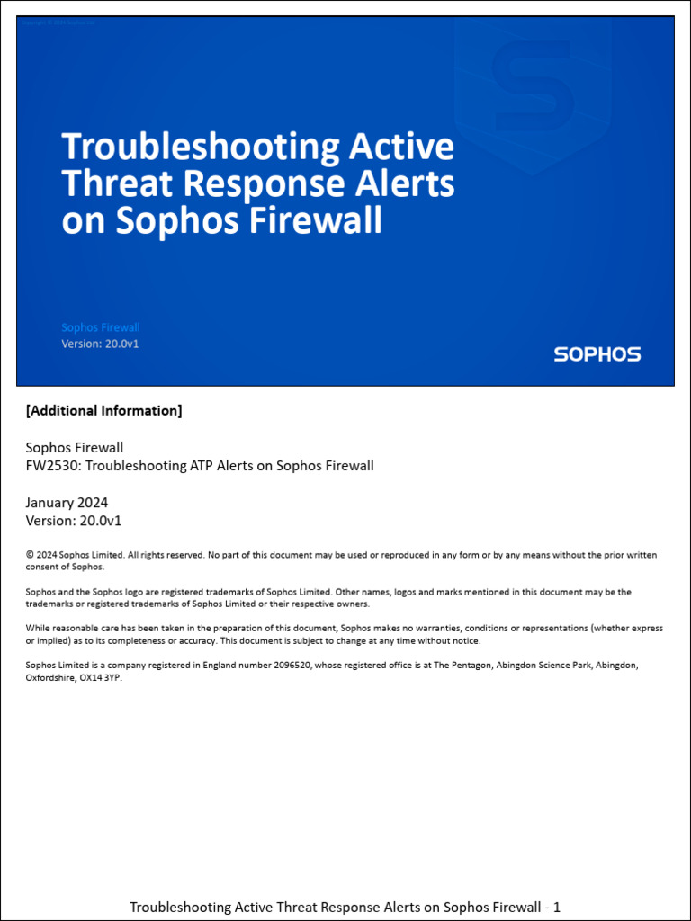 FW2530 20.0v1 Troubleshooting Active Threat Response Alerts On Sophos Firewall | PDF | Antivirus ...