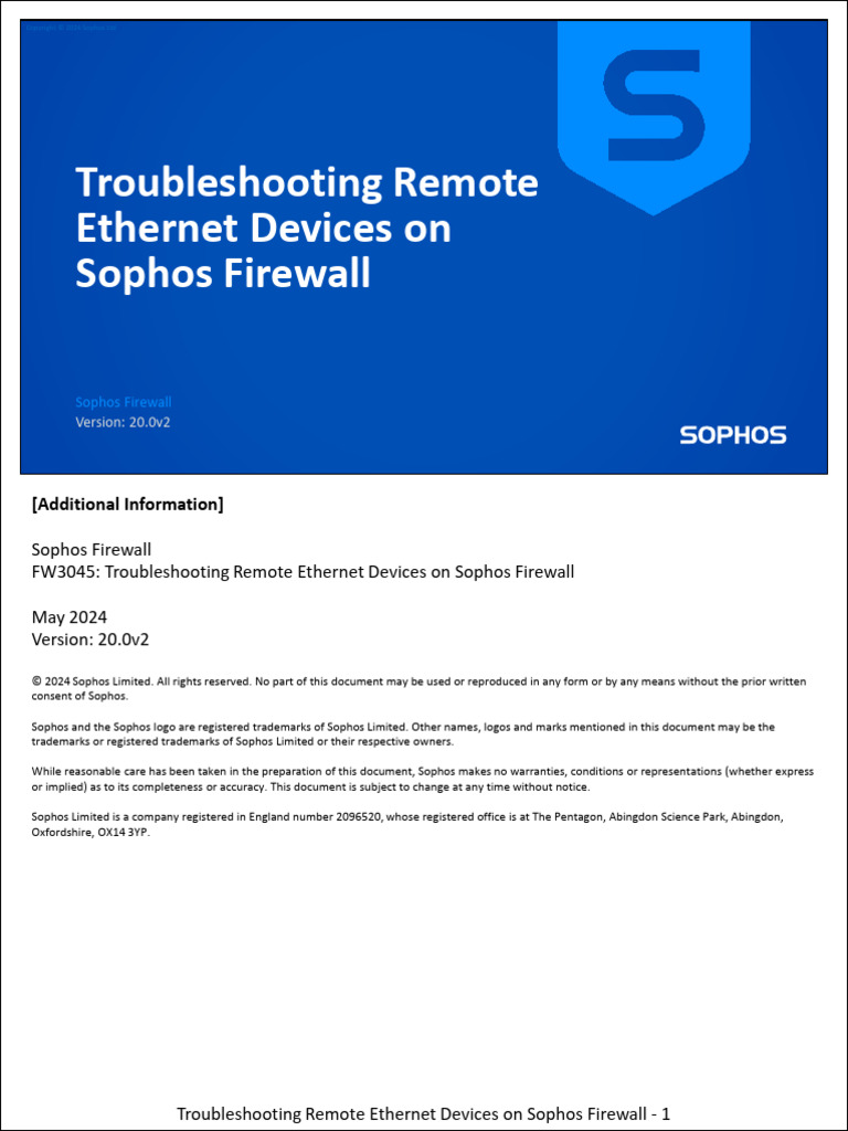 FW3045 20.0v2 Troubleshooting Remote Ethernet Devices On Sophos Firewall | Download Free PDF ...