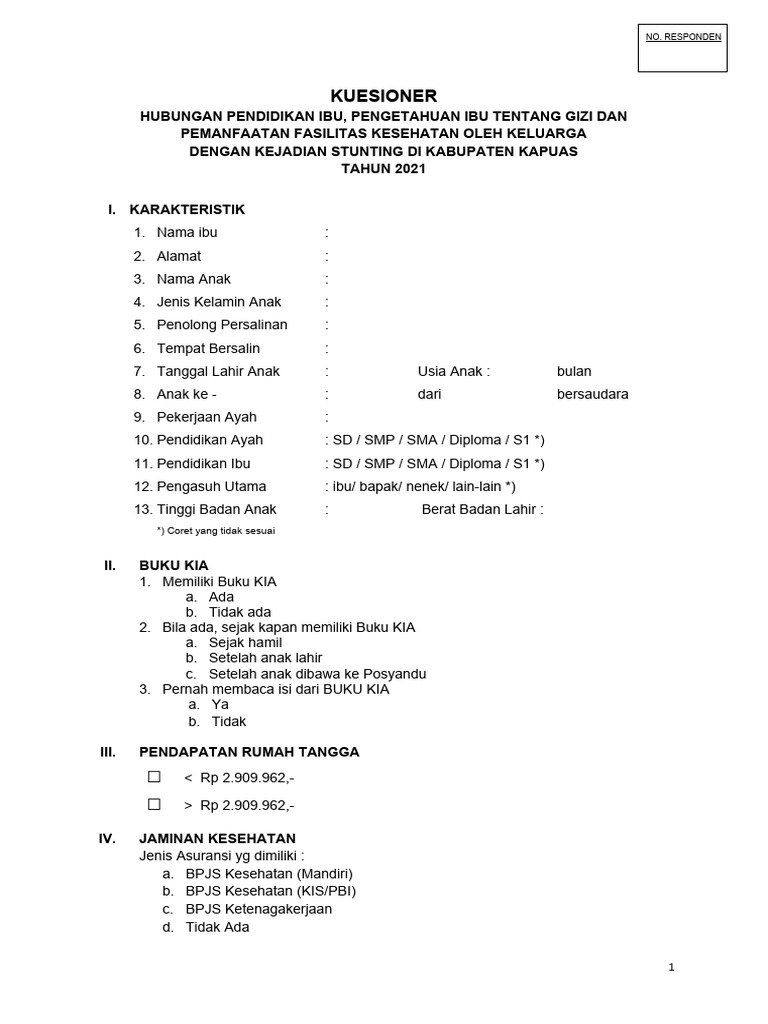 Kuesioner Test | PDF | Kesehatan Holistik