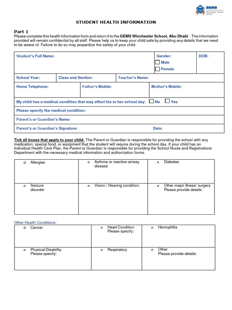 Health Forms 2024 | PDF | Informed Consent | Nursing