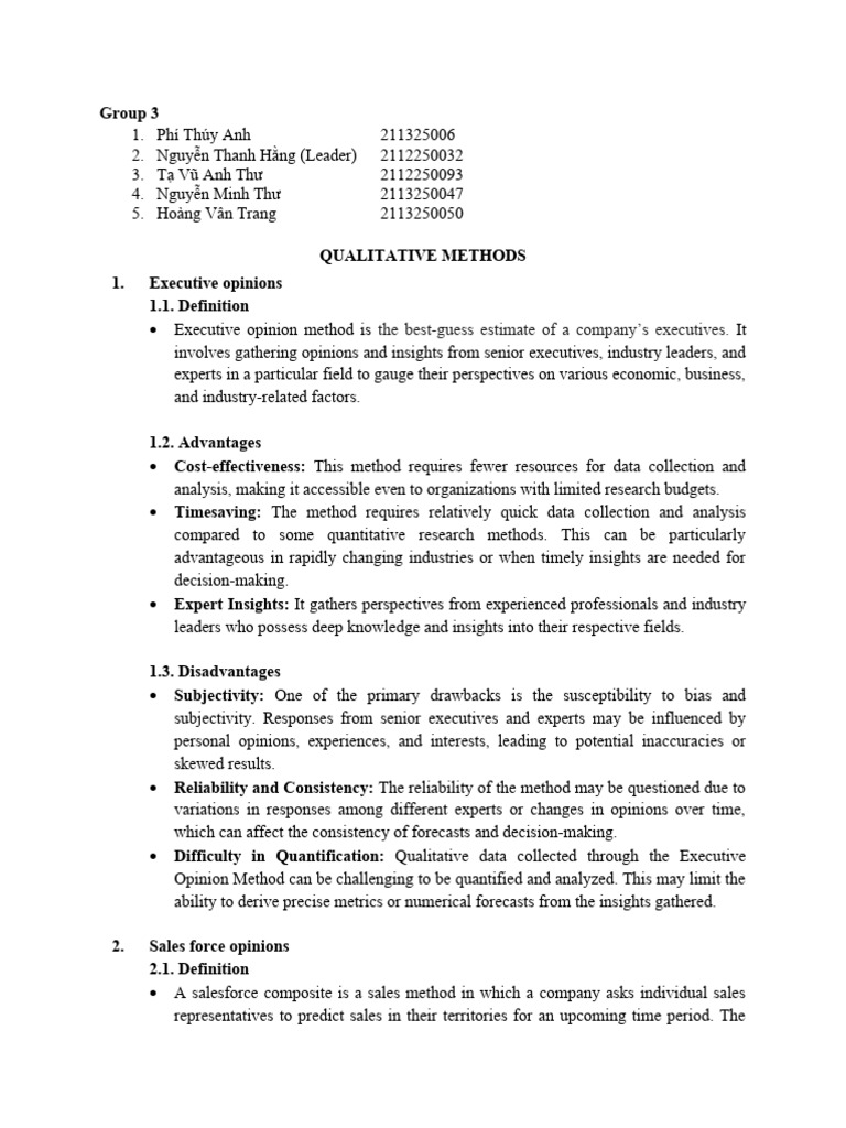 (GROUP 3) Qualitative Method | PDF | Survey Methodology | Sales