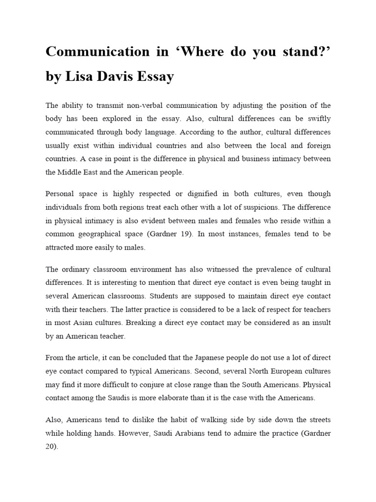 Summary of Where Do We Stand | PDF | Nonverbal Communication ...