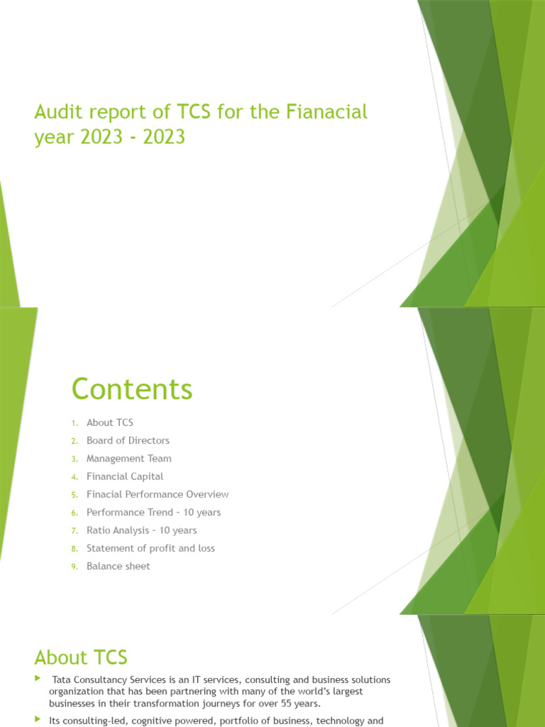 Audit Report of TCS For The Fianacial Year | PDF | Dividend | Equity ...