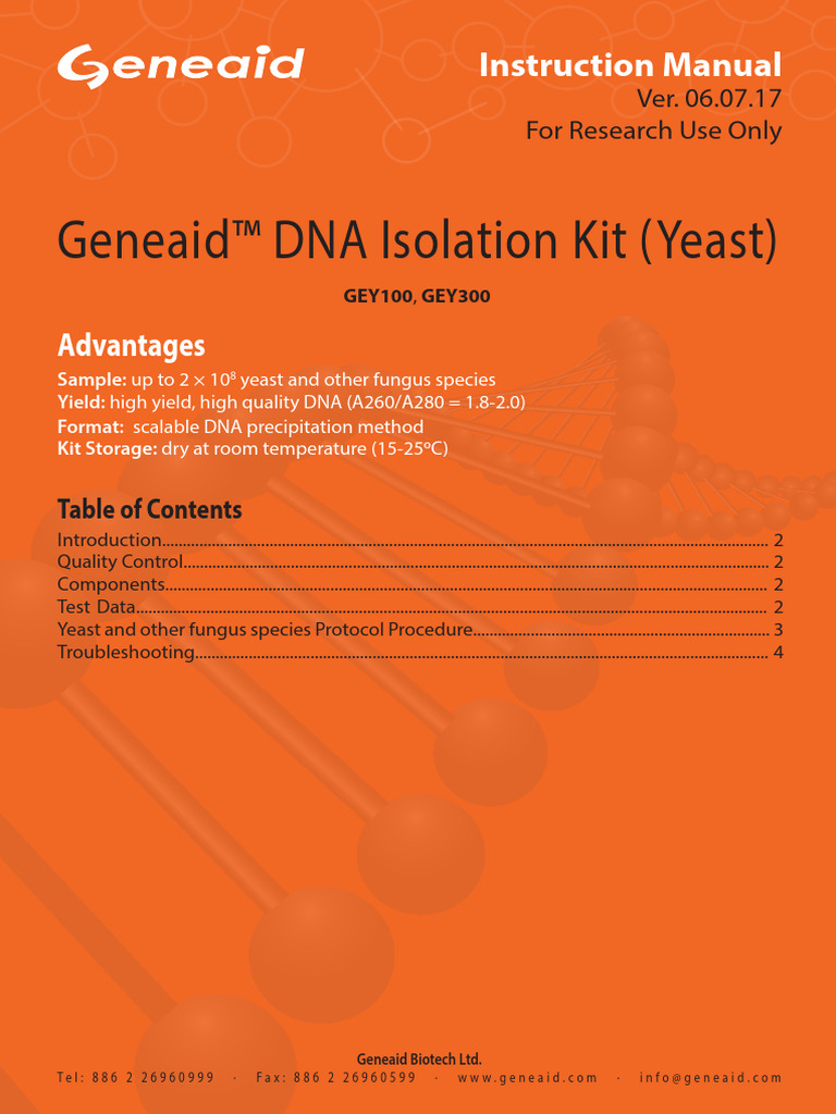 Dna Yeast Isolation | Download Free PDF | Biology | Life Sciences