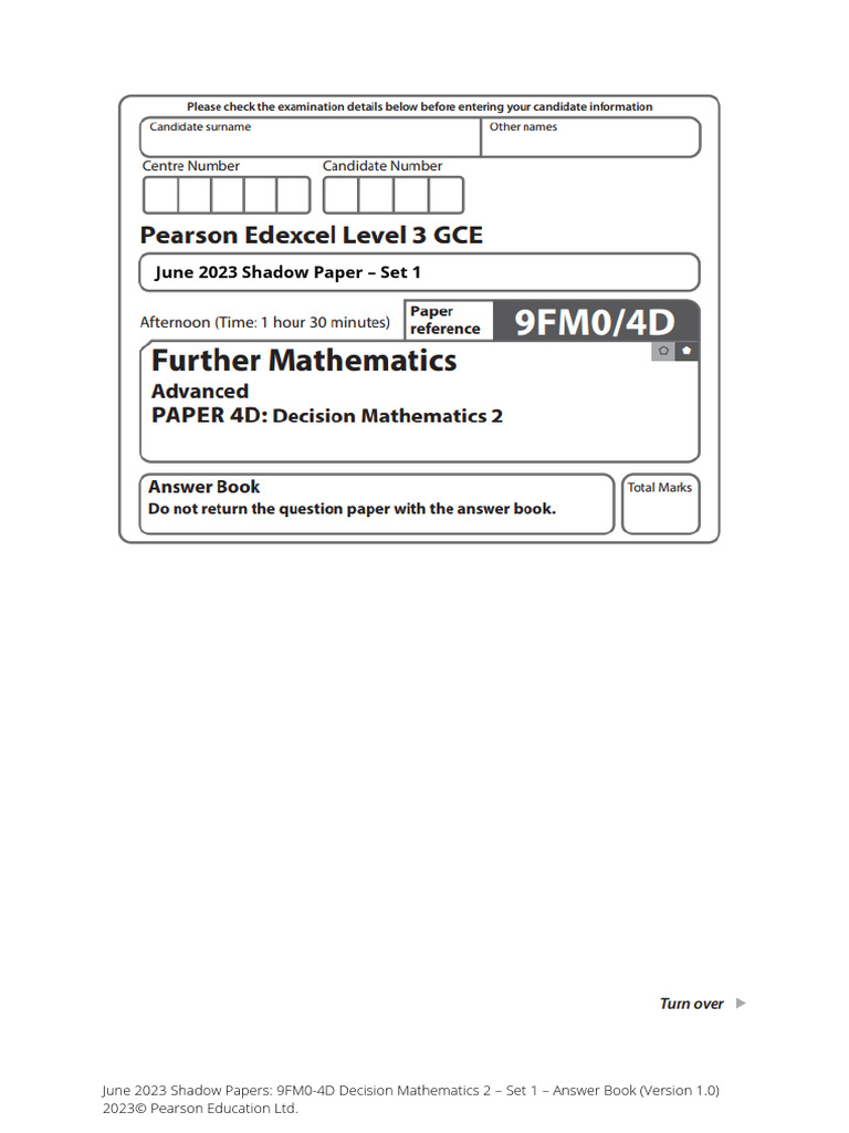 June 2023 Decision Mathematics Answer Key | PDF