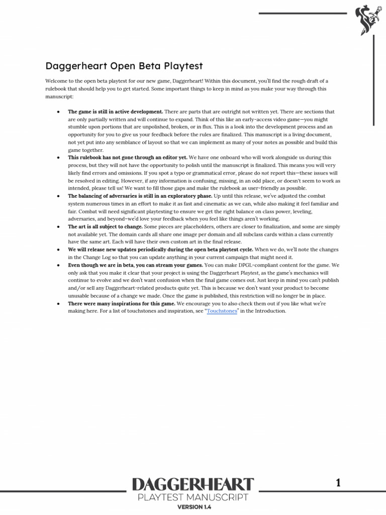 Open Playtest Manuscript v1.4 | PDF | Role Playing Games | Tabletop ...
