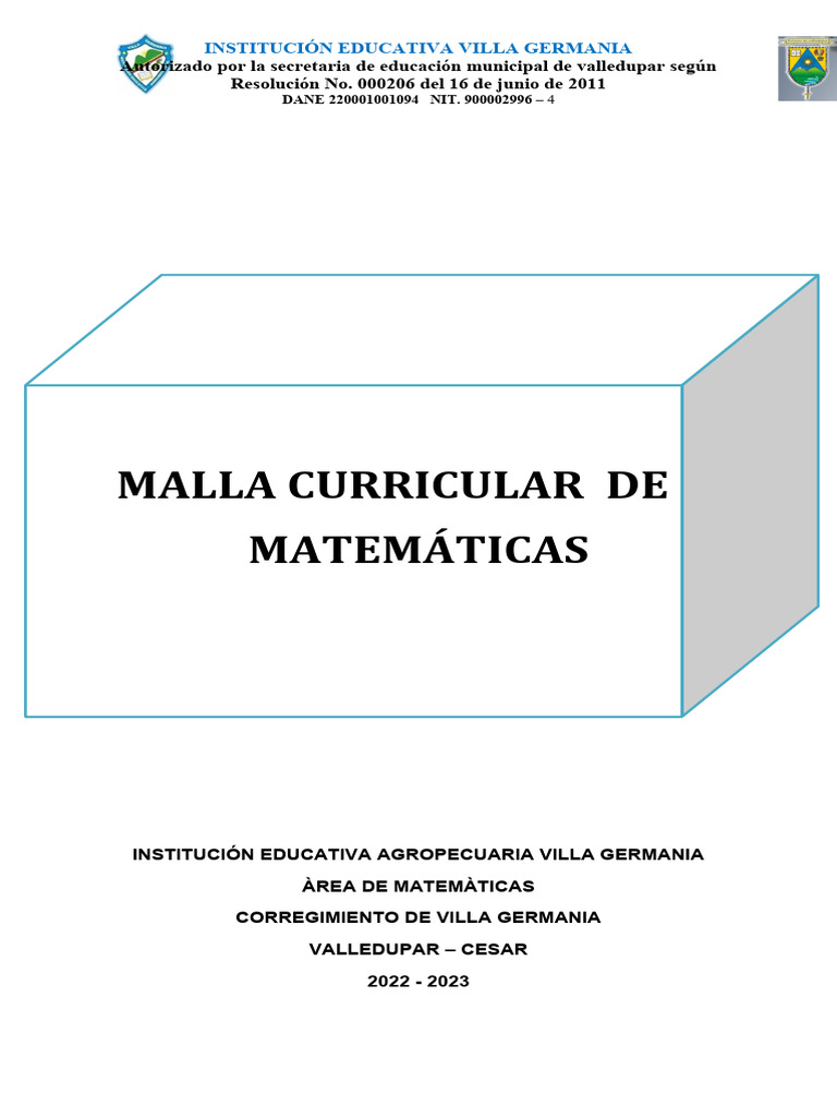 Malla Área de Matematicas 2023 | Descargar gratis PDF | Geometría | Enseñando