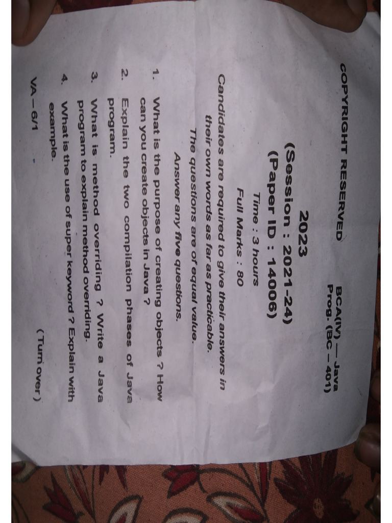 401 Java Programming Questions 2021-24 4th Sem | PDF