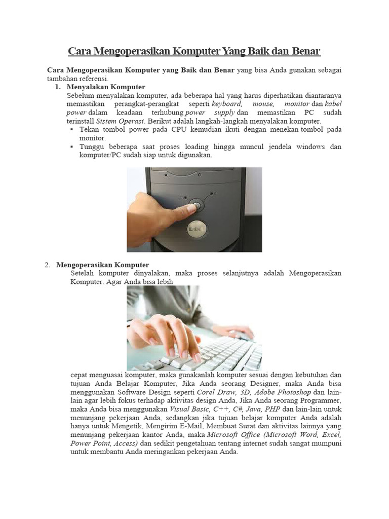 Cara Mengoperasikan Komputer Yang Baik Dan | PDF | Komputer