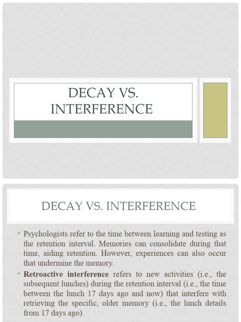 CHAP6 Decay Vs Interference | PDF | Memory | Recall (Memory)
