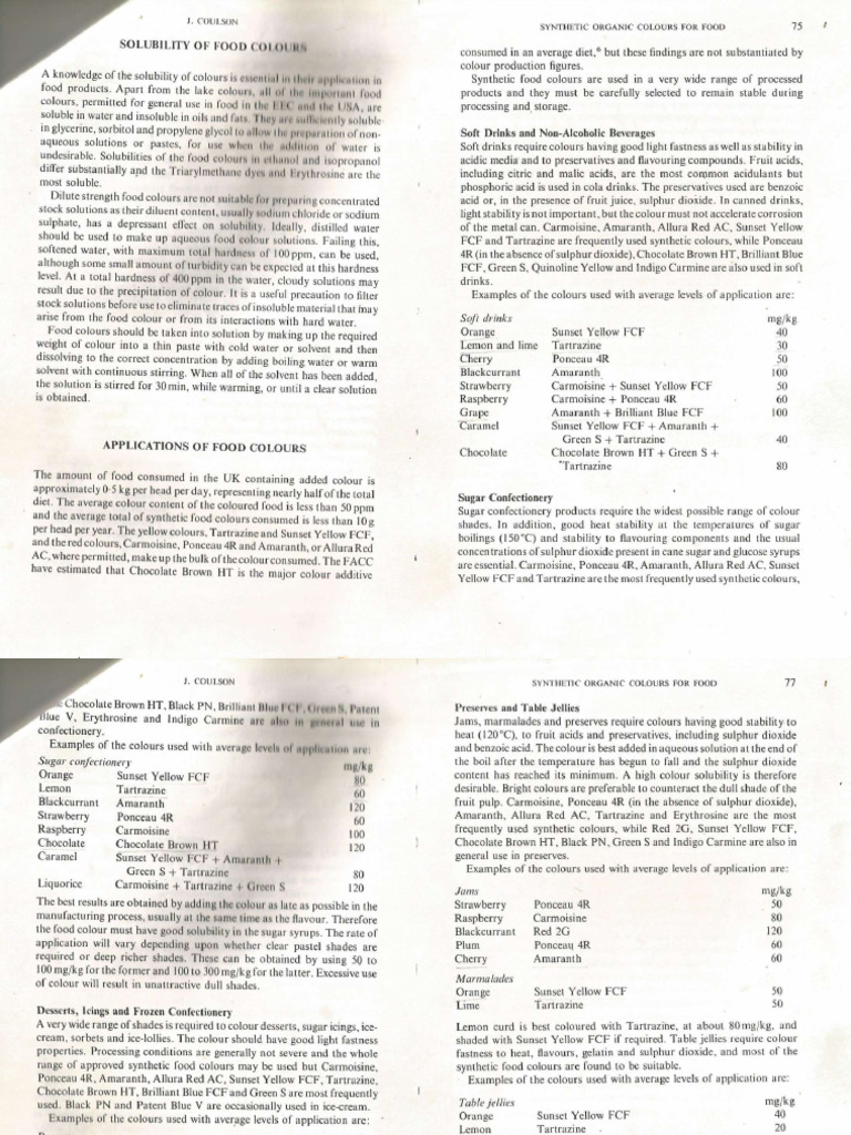 Applications of Food Colours | PDF