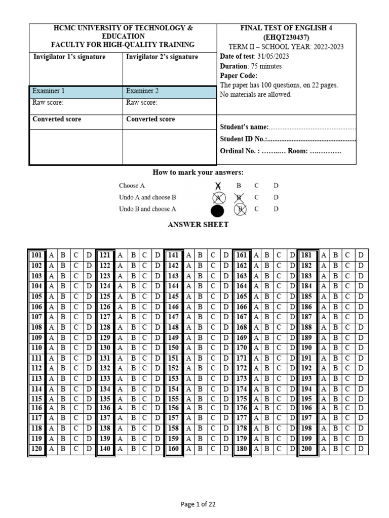AV4 - Final Test - HK2 - 22-23 Final | PDF | Home Appliance | Kitchen