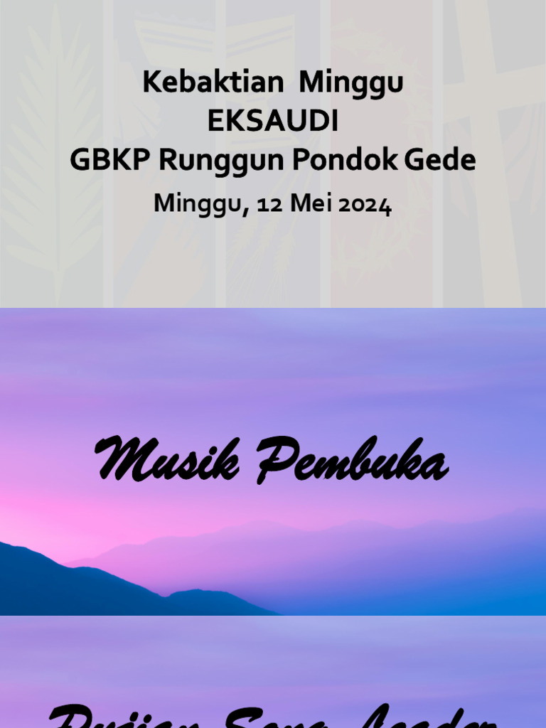 Kebaktian Minggu Exaudi - Bindo | PDF