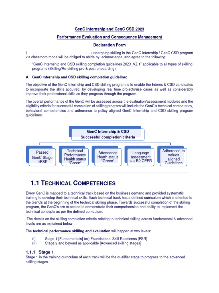 Revised - GenC Internship and GenC CSD 2023 - Declaration Form | PDF ...