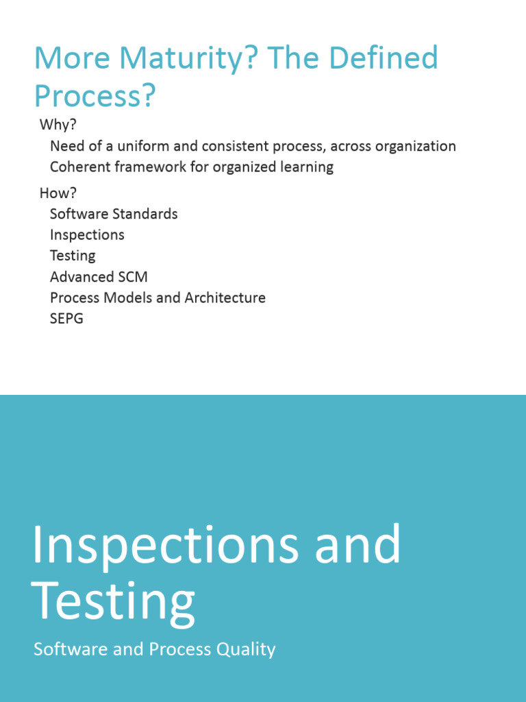 Lecture 10 - Process Maturity - Inspection Testing | PDF | Software ... Lecture 10 - Process Maturity - Inspection Testing | PDF | Software ...