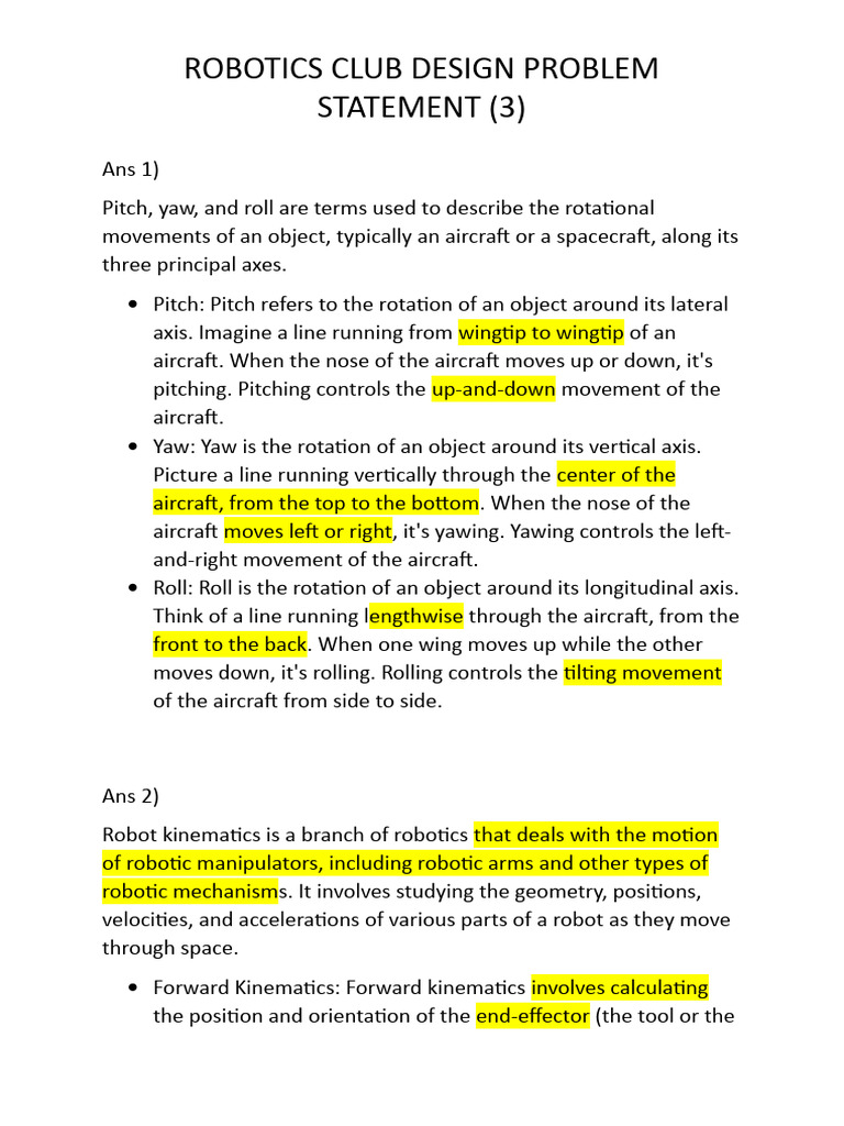 Robotics Info Pdf Rotation Kinematics