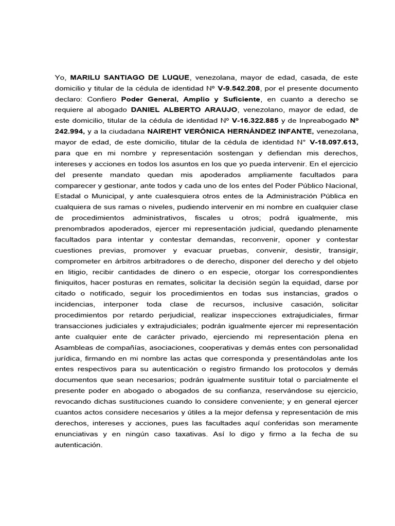 Persona Natural (Judicial General) PODER MARILU | PDF | Documento de ...