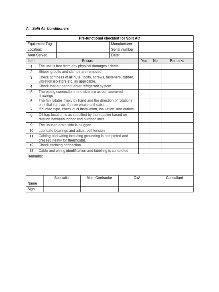 Split Units Construction Checklist | PDF | Law | Home & Garden
