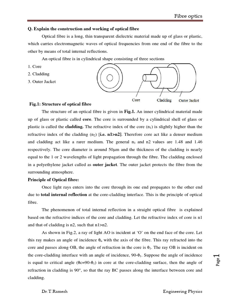 Optical Fibres Notes | PDF | Optical Fiber | Optics