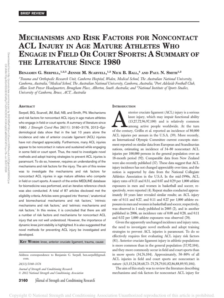 Mechanisms and Risk Factors For Noncontact Acl.35 | PDF | Knee | Joints