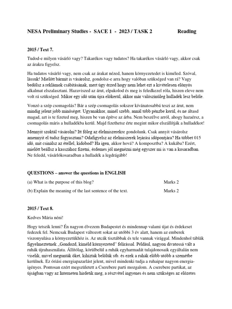 NESA SAC1 Task2 Env Read 2023 | PDF