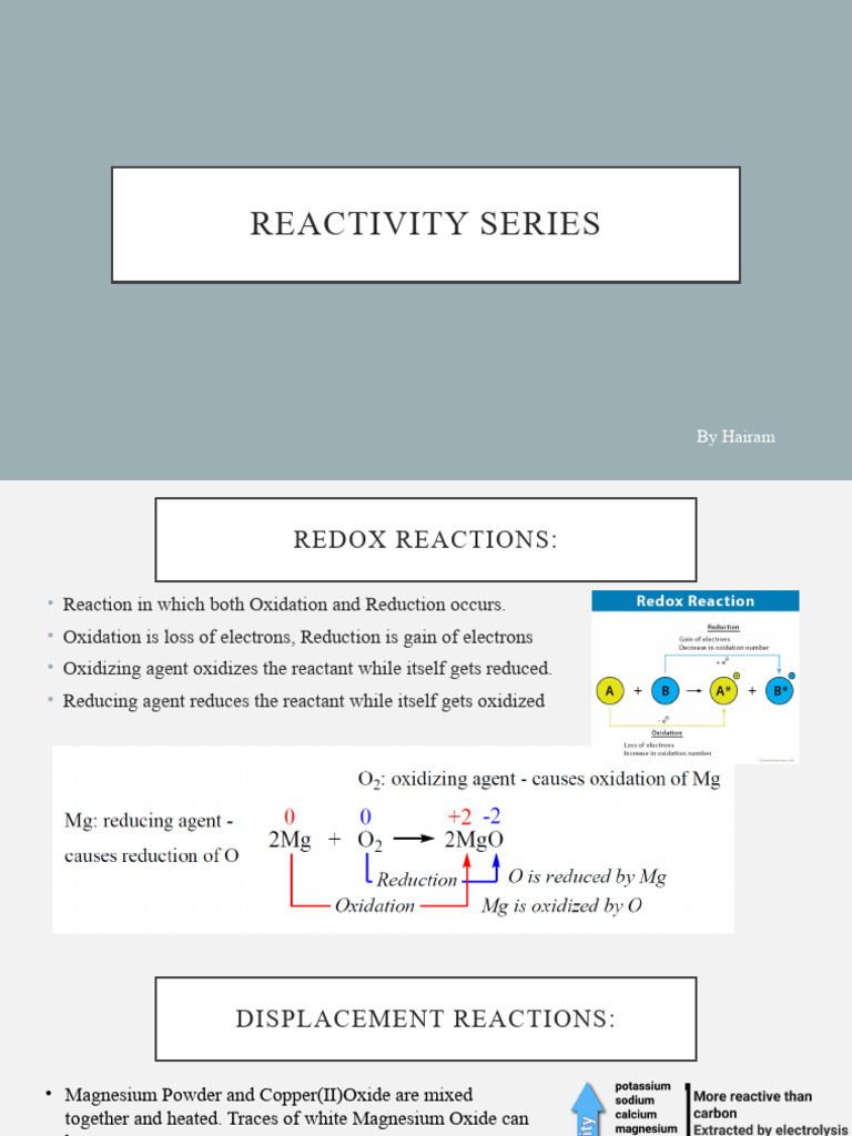 Reactivity Series | PDF | Redox | Magnesium