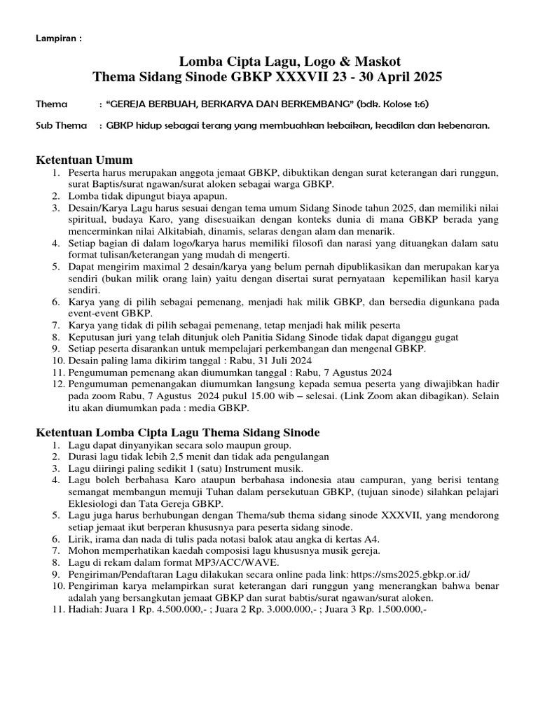 Lampiran Surat Sayembara Sms Ku BPMK BPMR | PDF