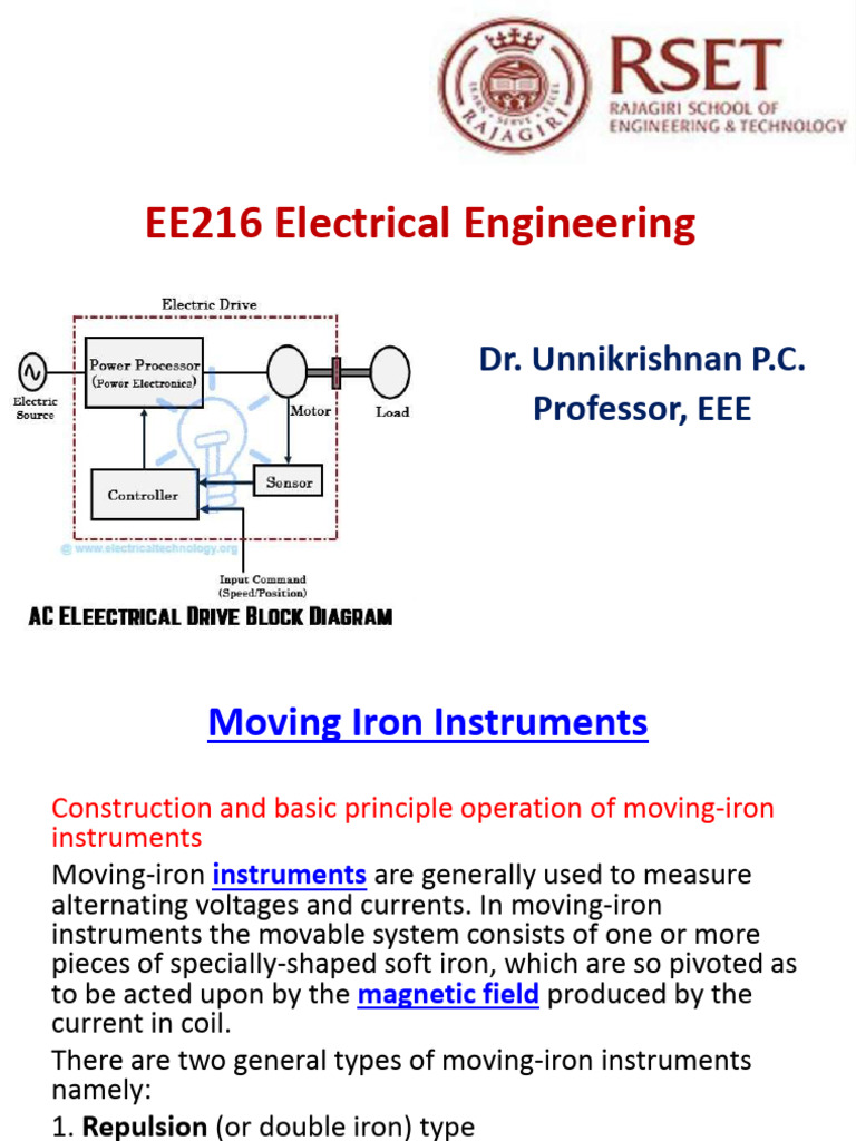 Ee-Mod 6-Lec 3-Moving Iron Instruments | PDF | Electrical Engineering | Electricity