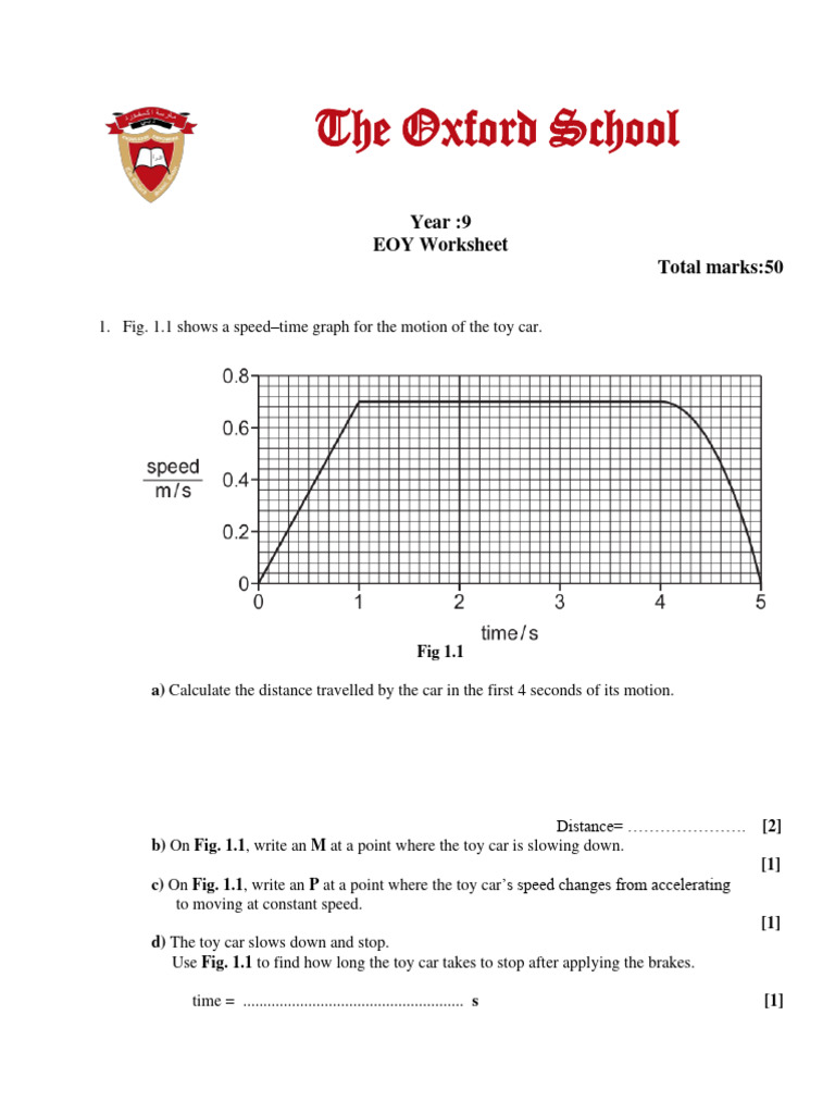 Year 9 EOY Physics Worksheet | Download Free PDF | Physical Quantities ...