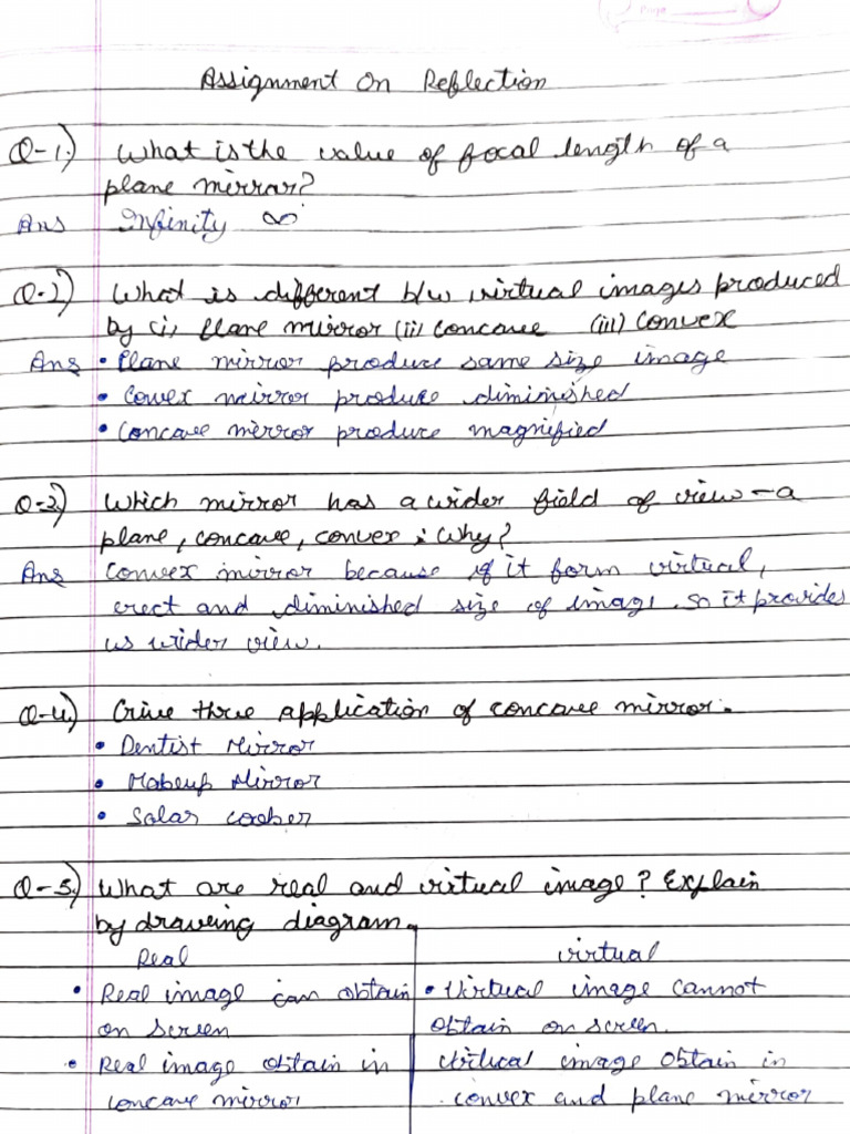 Solved Assignment of Reflection | PDF