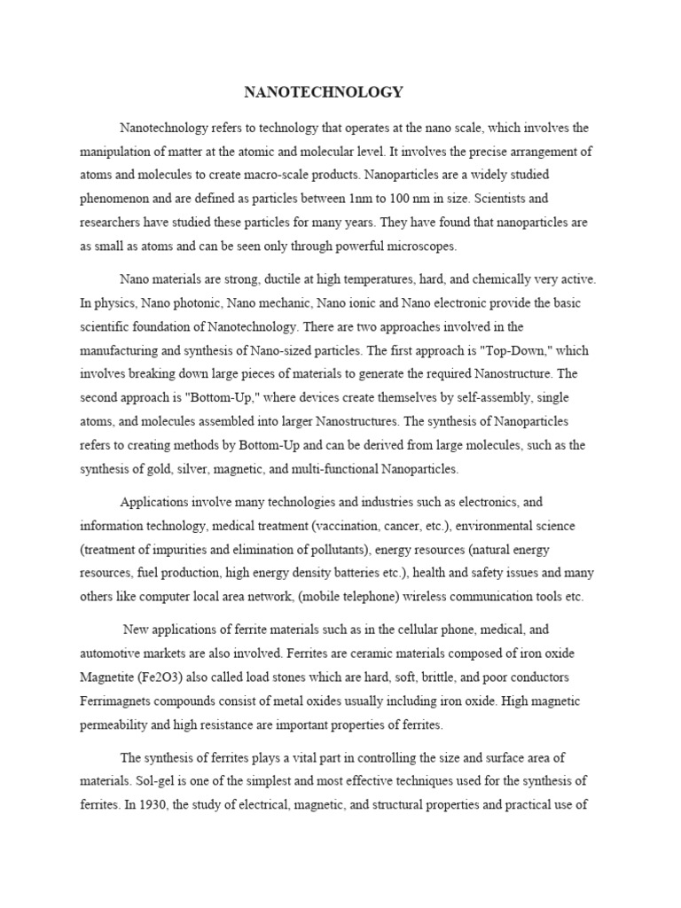 Nanotechnology | PDF | Nanotechnology | Physical Chemistry