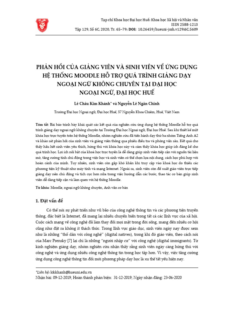 Nghien Cu NG DNG H THNG Moodle H T | PDF