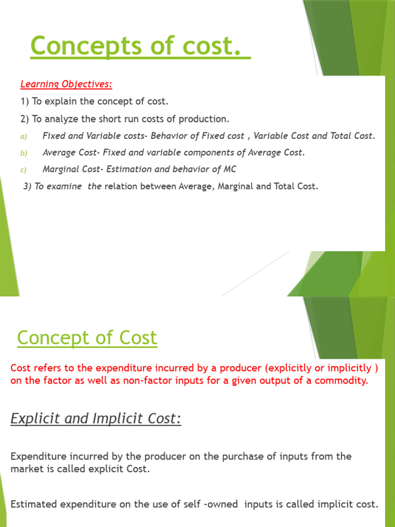 Concepts of Cost | Download Free PDF | Average Cost | Opportunity Cost